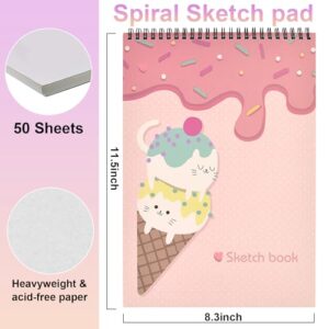 MEMX Sketch Book for Kids, 8”X11.5” 100 Pages(110gsm), Spiral Bound Artist Sketch Pad, Durable Acid Free Sketchbook for Painting, Sketching or Doodling, Best Gifts for Drawing Boys and Girls, White