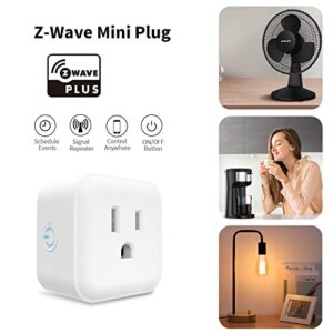 Minoston Z-Wave Outlet Mini Plug-in Socket, Z-Wave Hub Required, 800 Series Zwave Plug Built-in Repeater/Range Extender, Work with SmartThings, Wink, Alexa, Google Assistant, FCC Listed (MP21Z)