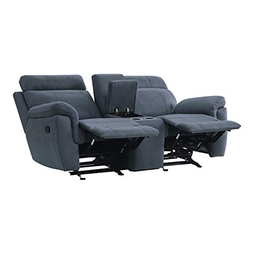 Lexicon Valois Double Glider Reclining Loveseat, Blue