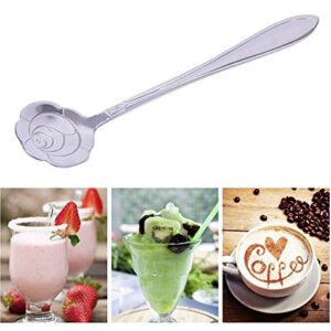 20 Pieces Stainless Steel Rose Flower Coffee Spoon Dessert Spoon Sugar Spoon Ice Cream Spoon Stirring Spoon Tea Spoon Milkshake Spoon Set for Tableware Kitchen, Cafe or Bar