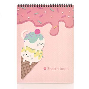 memx sketch book for kids, 8”x11.5” 100 pages(110gsm), spiral bound artist sketch pad, durable acid free sketchbook for painting, sketching or doodling, best gifts for drawing boys and girls, white