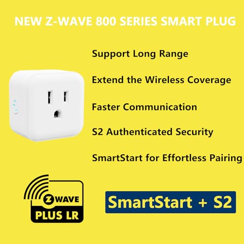 Minoston Z-Wave Outlet Mini Plug-in Socket, Z-Wave Hub Required, 800 Series Zwave Plug Built-in Repeater/Range Extender, Work with SmartThings, Wink, Alexa, Google Assistant, FCC Listed (MP21Z)