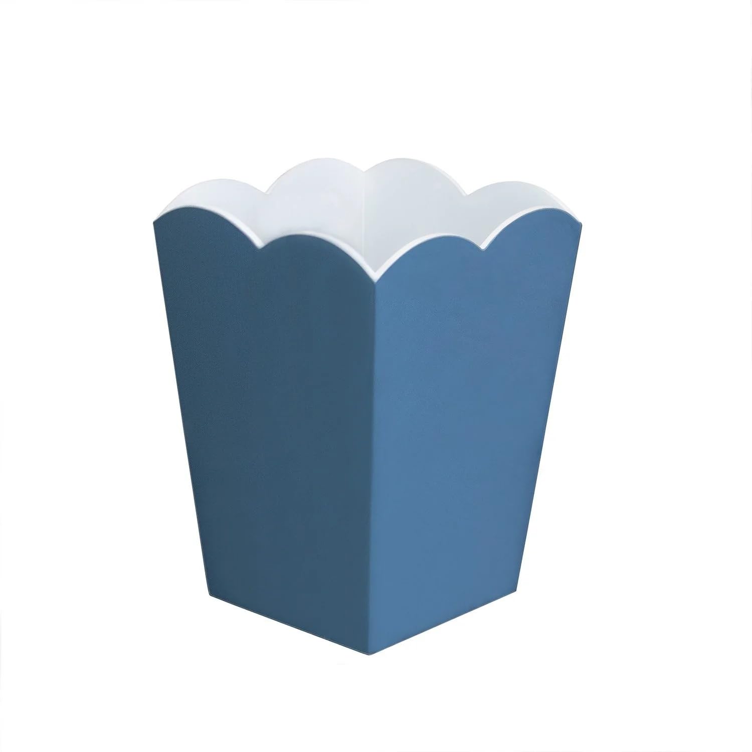 Addison Ross Scallop Waste Bin in Denim and White - Lacquer Finish