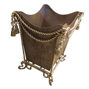 MY SWANKY HOME Luxe Antique Style Gold Iron Waste Basket Swag Tassel Ornate Romantic Bathroom