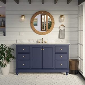 kitchen bath collection bella 60-inch single bathroom vanity (carrara/royal blue): includes royal blue cabinet with authentic italian carrara marble countertop and white ceramic sink