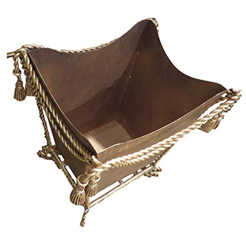 MY SWANKY HOME Luxe Antique Style Gold Iron Waste Basket Swag Tassel Ornate Romantic Bathroom