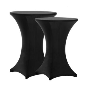 tina's 2 pack 36x43 inch highboy spandex cocktail table covers black, cocktail table spandex covers, fitted stretch cocktail table tablecloth for round tables (2pc 36x43 black)