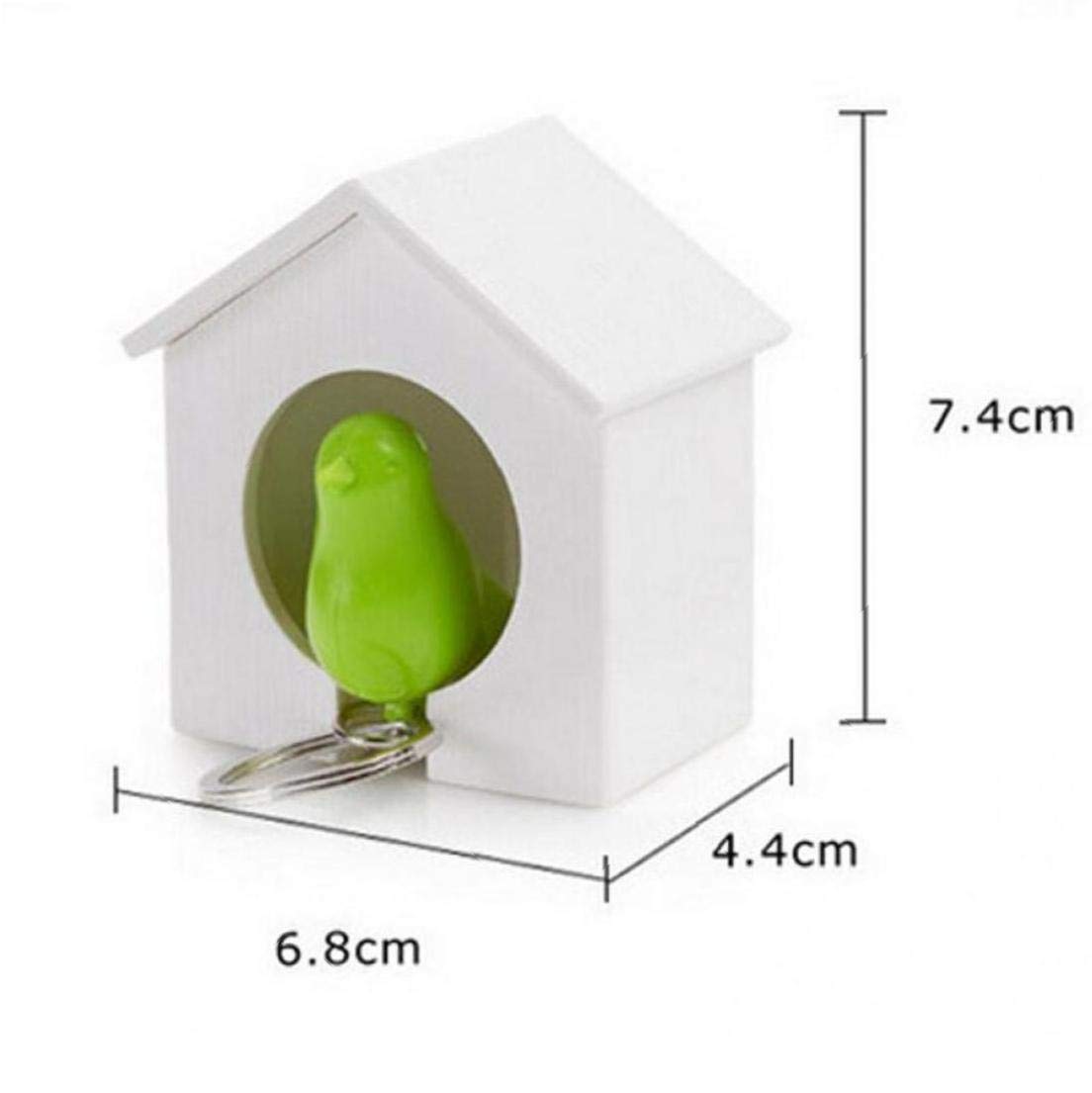 AMOYER 1pc Whistle Bird House Keychain Rack Creative Wall Mount Hook Key Hanger Holder Cute Sparrow Key Holder Keyring Gift(Random Color)