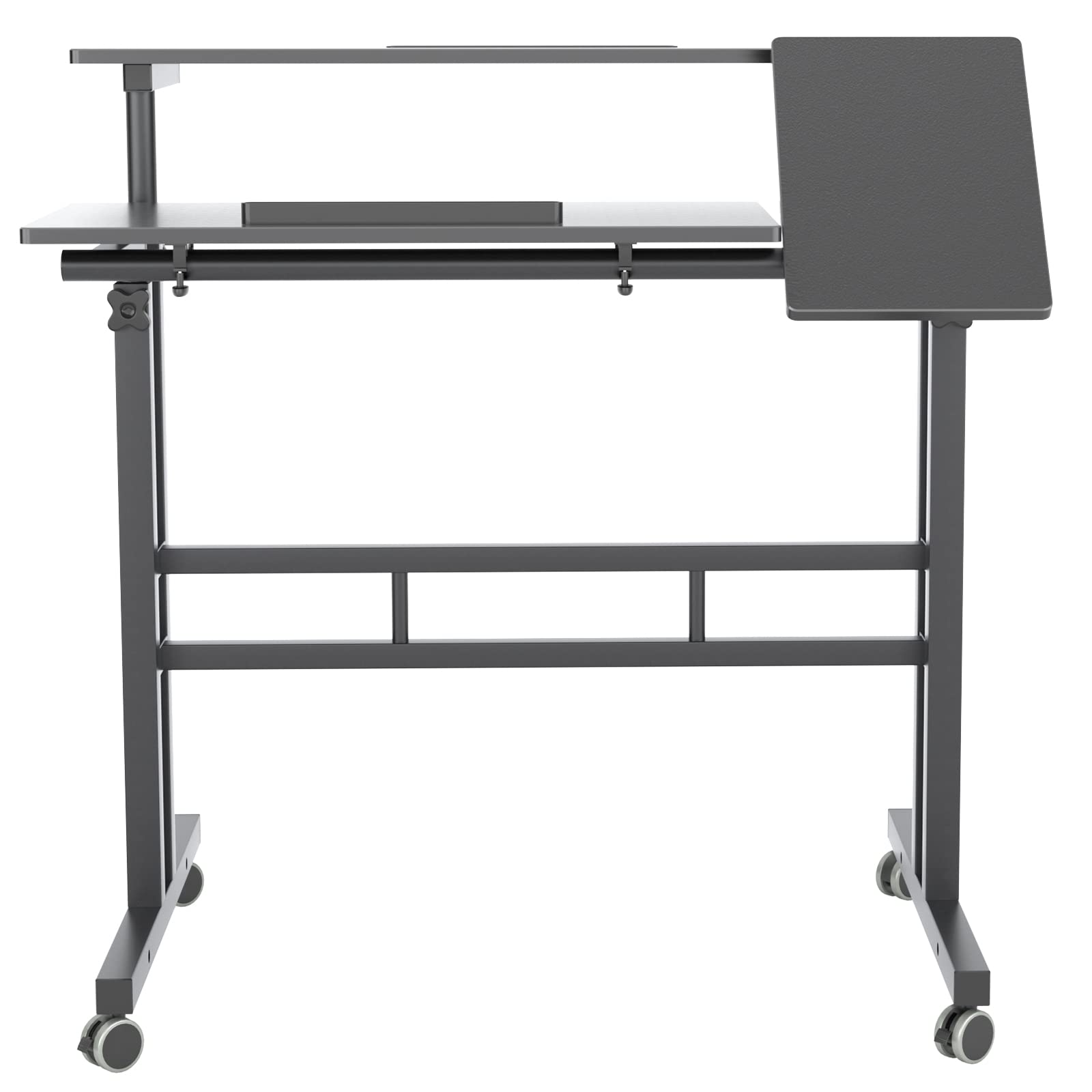 SDHYL 31.5 inches Movable Laptop Desk with Mouse Board Adjustable Height and Angle Anti-Slip Workstation Home Office Desk with Tablet Slot Portable Student Desk, Black, S7-ZS-101-2BK-US