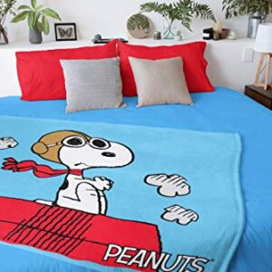 INTIMO Peanuts Snoopy The Flying Ace and The Red Baron Dogfight Fleece Plush Silk Touch Throw Blanket