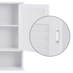 DORTALA 27.5'' H Medicine Cabinet, Wall Cabinet Hanging Bathroom Storage Cabinet w/Adjustable Shelf, White