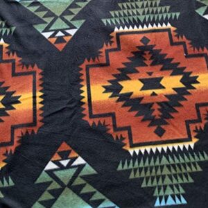 Native American Design Black Anti-Pill No-Sew Throw Fleece Fabric Kit (50x60)