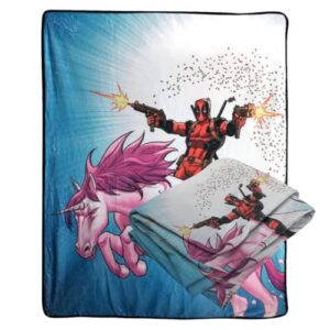 marvel deadpool unicorn fleece throw blanket for adults & kids - softest and comfy blanket - measures 60 x 45 inches to suit all ages | bazillion dreams