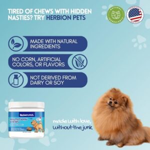 Herbion Pets Multivitamin Chews with Minerals & Probiotics; Improves Immunity & Coat; Supports Digestion; Brain & Heart Health; Delicious Natural Duck Flavor; Dog Supplements & Vitamins