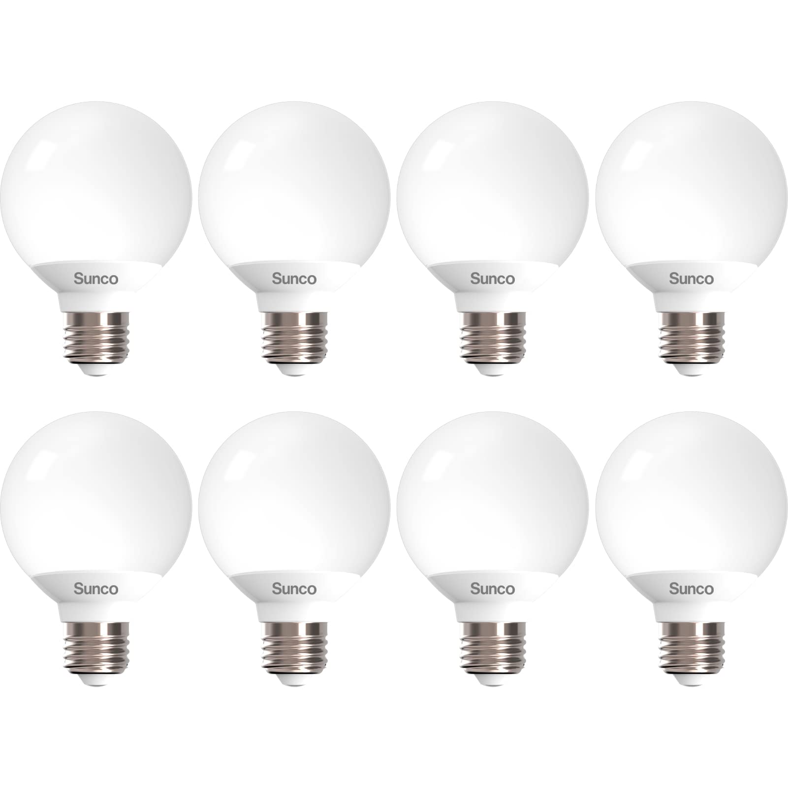 Sunco 8 Pack Vanity Globe Light Bulbs G25 LED for Indoor Bathroom Mirror Living Area, CRI92 2700K Soft White, Dimmable 450 LM, 6W, E26 Base, Round Frosted Classic Ambient Decorative Bulb, UL