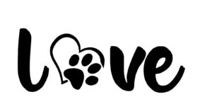 paw love black paw dog room decor decals (4x11 inch pet decal) dog wall decor vinyl paw print sticker animal footprint wall art decoration