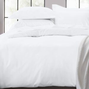 Marina Shades 100% Egyptian Cotton Twin/Twin XL 3 Pc Solid Duvet Cover Set with Pillowcases 1000 Thread Count Super Soft Breathable Fade Resistant Anti-Pilling Hotel Class Luxury Bedding (White)