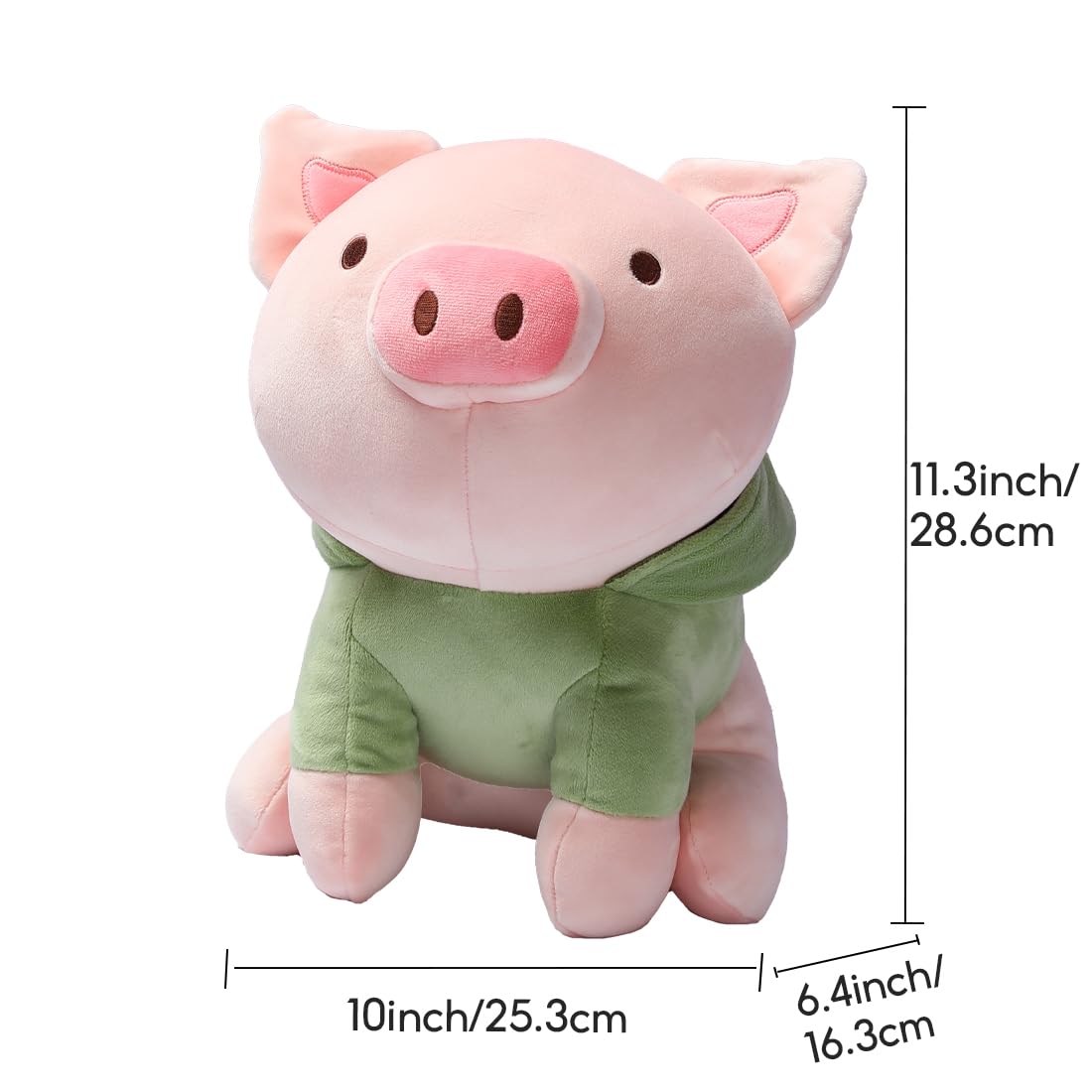 MINISO 12'' Sitting Piglet Stuffed Animal Plush Kawaii Body Pillow - Pig Cute Soft Plushies, Piglet Plush Throw Pillow Doll Plush Toy Valentine's Day Gift for Boy Girl Kids Children (Dinosaur Hoodie)