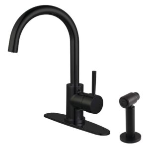 kingston brass ls8570dlbs concord single-handle kitchen faucet with brass sprayer, matte black, 7-7/16 inch spout reach