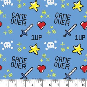 Video Game Gamer Cotton Fabric, Precut 1 Yard Pieces