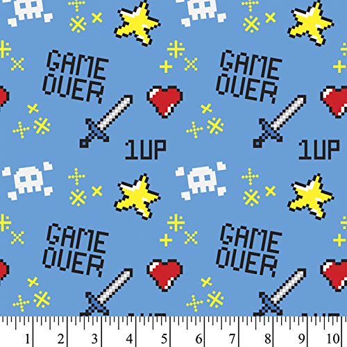 Video Game Gamer Cotton Fabric, Precut 1 Yard Pieces