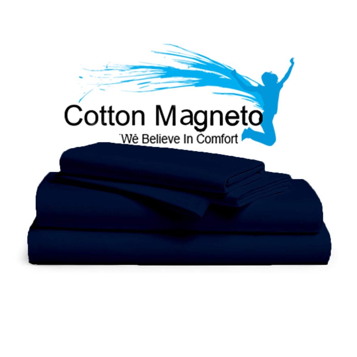 Cotton Magneto Duvet Cover Set 1000-TC Super Soft Luxury Crafted 100% Organic Cotton 5-PC Navy Blue Solid California King Size 94x104 inch,Duvet Cover with Zipper Closer & 4 pcs Pillow Covers