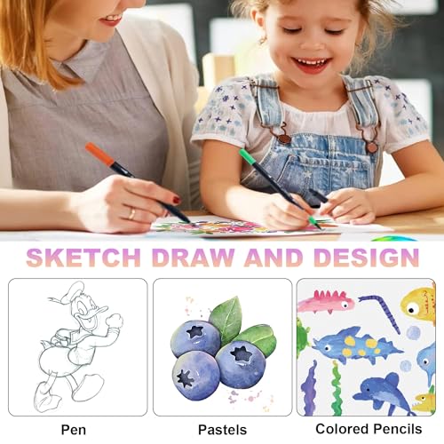 MEMX Sketch Book for Kids, 8”X11.5” 100 Pages(110gsm), Spiral Bound Artist Sketch Pad, Durable Acid Free Sketchbook for Painting, Sketching or Doodling, Best Gifts for Drawing Boys and Girls, White