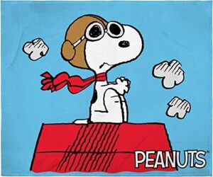 intimo peanuts snoopy the flying ace and the red baron dogfight fleece plush silk touch throw blanket