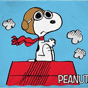 INTIMO Peanuts Snoopy The Flying Ace and The Red Baron Dogfight Fleece Plush Silk Touch Throw Blanket