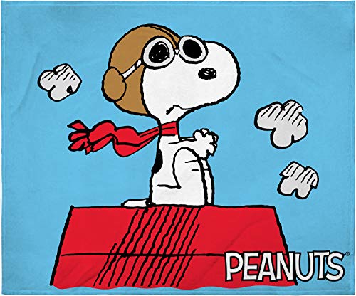 INTIMO Peanuts Snoopy The Flying Ace and The Red Baron Dogfight Fleece Plush Silk Touch Throw Blanket