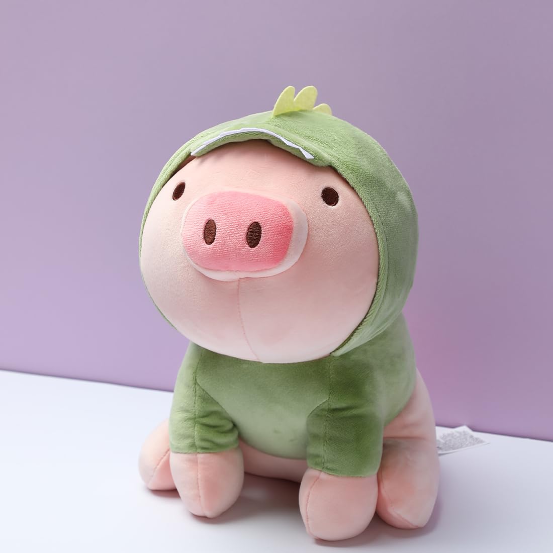 MINISO 12'' Sitting Piglet Stuffed Animal Plush Kawaii Body Pillow - Pig Cute Soft Plushies, Piglet Plush Throw Pillow Doll Plush Toy Valentine's Day Gift for Boy Girl Kids Children (Dinosaur Hoodie)