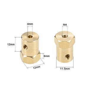 uxcell Hex Coupler 4mm Bore Motor Hex Brass Shaft Coupling Flexible Connector for Car Wheels Tires Shaft Motor 8pcs