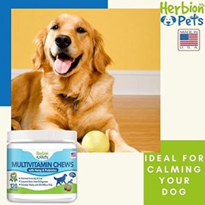 Herbion Pets Multivitamin Chews with Minerals & Probiotics; Improves Immunity & Coat; Supports Digestion; Brain & Heart Health; Delicious Natural Duck Flavor; Dog Supplements & Vitamins