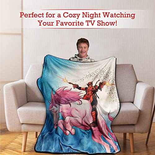 Marvel Deadpool Unicorn Fleece Throw Blanket for Adults & Kids - Softest and Comfy Blanket - Measures 60 x 45 Inches to Suit All Ages | Bazillion Dreams