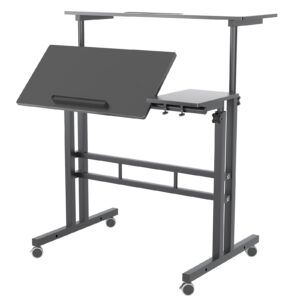 sdhyl 31.5 inches movable laptop desk with mouse board adjustable height and angle anti-slip workstation home office desk with tablet slot portable student desk, black, s7-zs-101-2bk-us