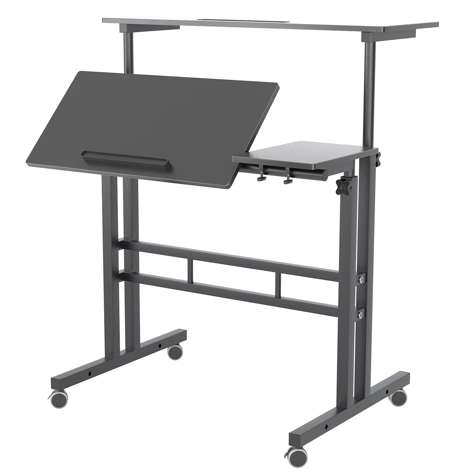 SDHYL 31.5 inches Movable Laptop Desk with Mouse Board Adjustable Height and Angle Anti-Slip Workstation Home Office Desk with Tablet Slot Portable Student Desk, Black, S7-ZS-101-2BK-US