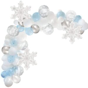 cymylar 79pcs winter balloon garland arch kit ice snow crystal blue snowflake foil balloon pearl white pearl grey balloons for christmas new year's day frozen theme birthday baby shower party decor