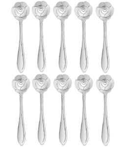 20 pieces stainless steel rose flower coffee spoon dessert spoon sugar spoon ice cream spoon stirring spoon tea spoon milkshake spoon set for tableware kitchen, cafe or bar