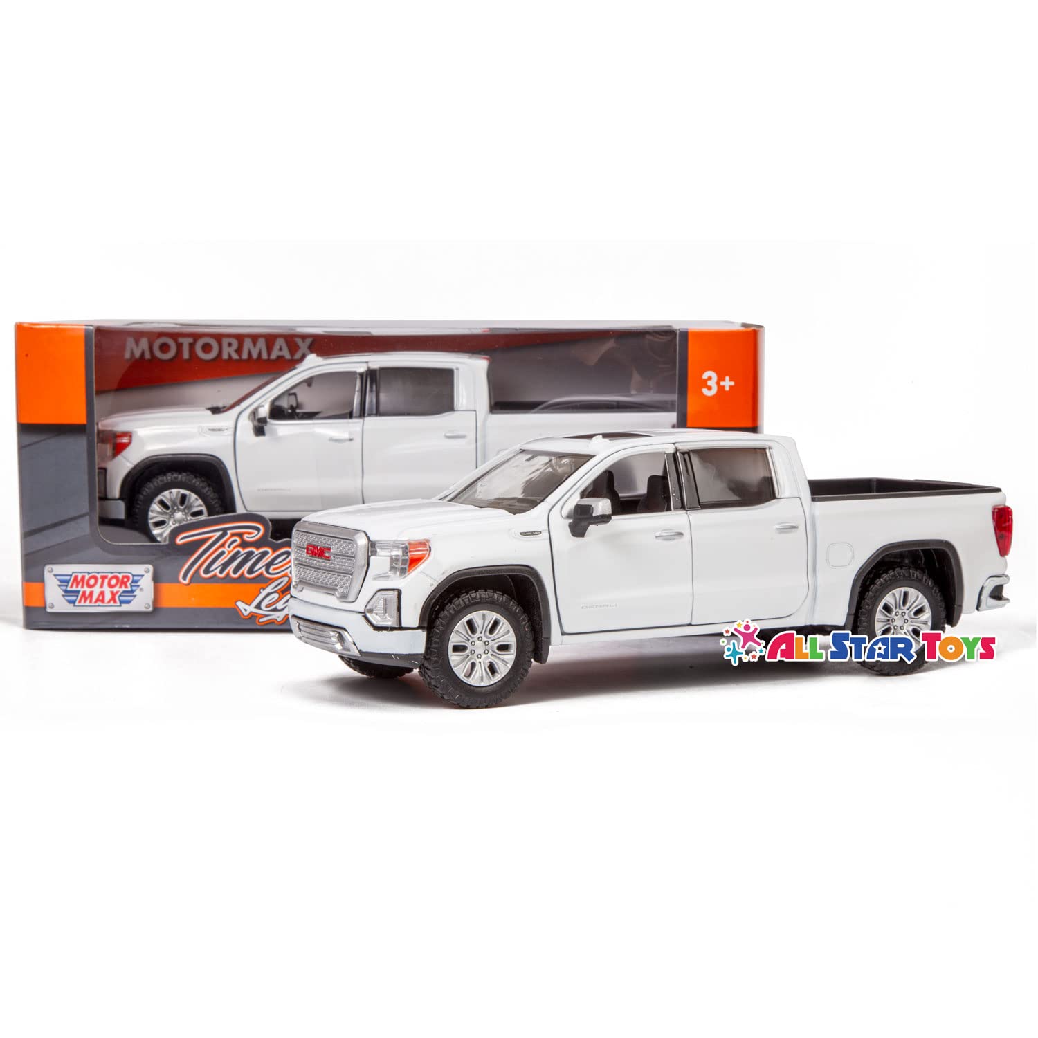 Motor Max 2019 GMC Sierra 1500 Denali Crew Cab Pickup Truck, White 79362WH - 1/27 Scale Diecast Model Toy Car,79362WH-White