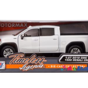 Motor Max 2019 GMC Sierra 1500 Denali Crew Cab Pickup Truck, White 79362WH - 1/27 Scale Diecast Model Toy Car,79362WH-White