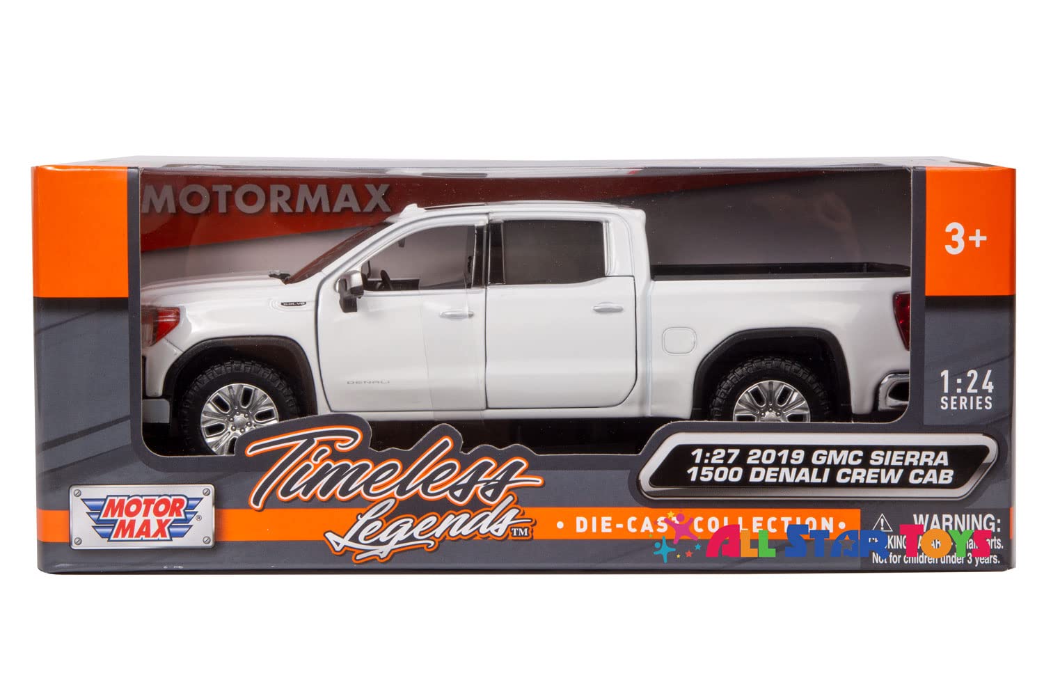 Motor Max 2019 GMC Sierra 1500 Denali Crew Cab Pickup Truck, White 79362WH - 1/27 Scale Diecast Model Toy Car,79362WH-White