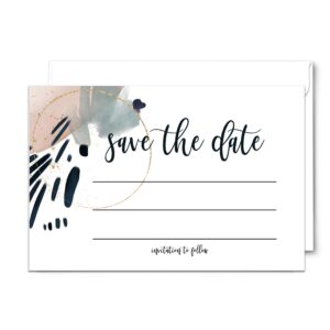 paper clever party modern save the date with envelopes, all occasion cards for wedding invitations, birthday, graduation, blue and pink, 3.5x5, 25 pack