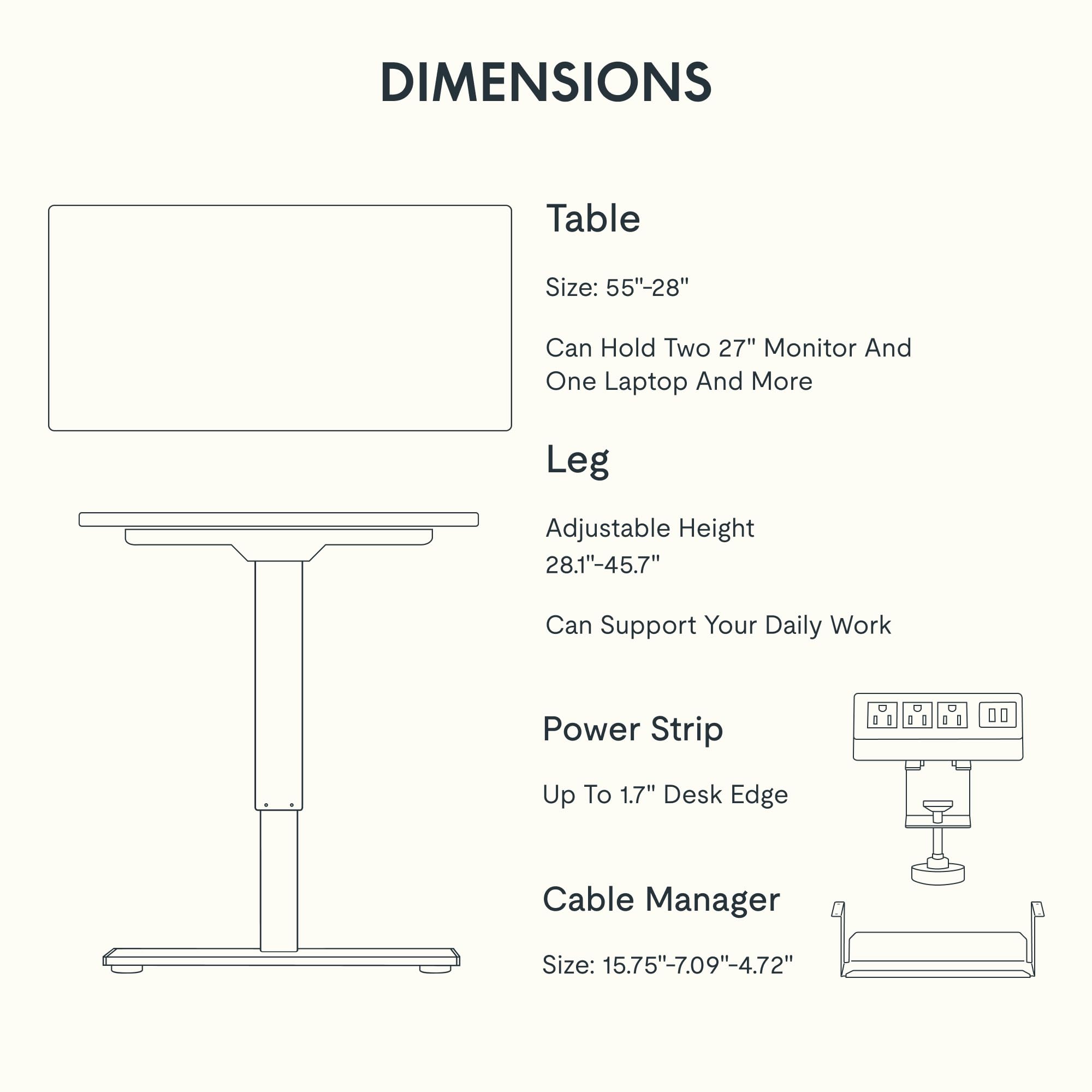 FLEXISPOT EN2 Whole-Piece Standing Desk with Clamp Power Strip, 55 x 28 Electric Stand Up Height Adjustable Desk with Cable Management (Black Frame + 55" Maple Top, 2 Packages)