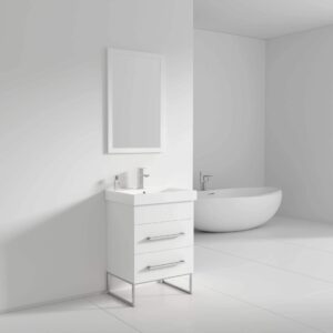 Fine Fixtures - Modern White 24" Bathroom Vanity Set,Chrome Hardware, vitreous China Sink Top