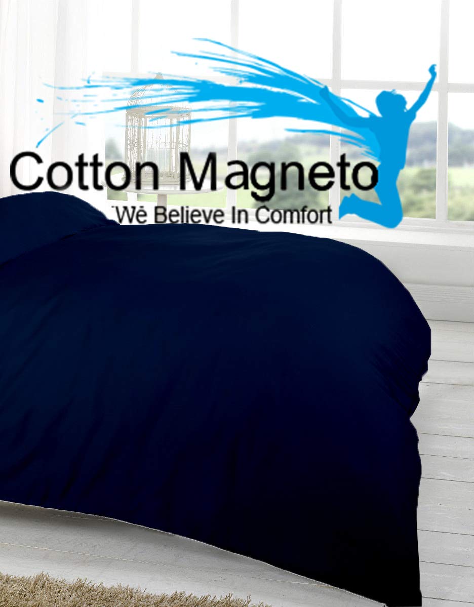 Cotton Magneto Duvet Cover Set 1000-TC Super Soft Luxury Crafted 100% Organic Cotton 5-PC Navy Blue Solid California King Size 94x104 inch,Duvet Cover with Zipper Closer & 4 pcs Pillow Covers