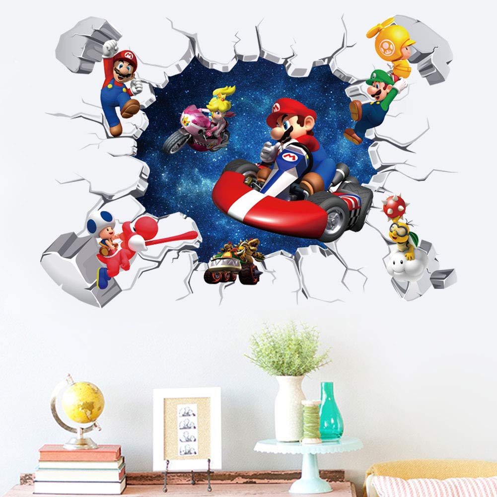 Mario Game Sticker Children's Cartoon Bedroom Background Wall Decoration Self-Adhesive Wall Sticker PVC (Mario A)