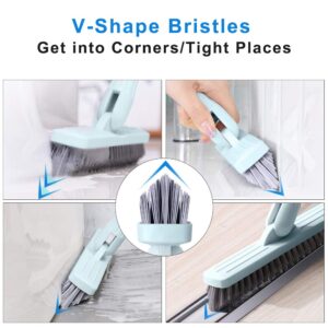 Affogato Floor Scrub Brush Bathroom Long Handle Bathtub Push Broom Shower Tile Grout Scrubber Rotatable Indoor Kitchen Scrubbing Cleaning Brush for Hard to Reach Areas - Light Blue