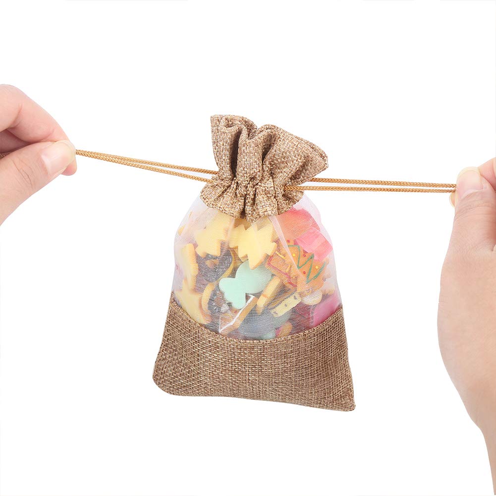 CCINEE 24PCS Burlap Drawstring Gift Bag,Organza Treat Bag Pouch for Wedding Baby Shower Party Favor Supply,4 X 6 Inch