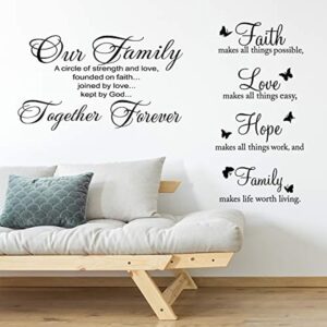 2 sheets bible verse wall decals wall stickers faith hope love family inspirational wall stickers bible verse scripture motivational sayings sticker for home classroom living room wall decor(classic)