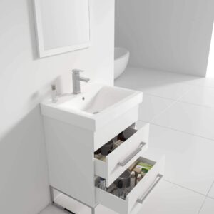 Fine Fixtures - Modern White 24" Bathroom Vanity Set,Chrome Hardware, vitreous China Sink Top